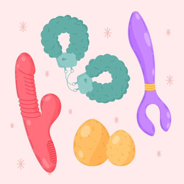 Premium Vector Hand Drawn Sex Toys Element Collection