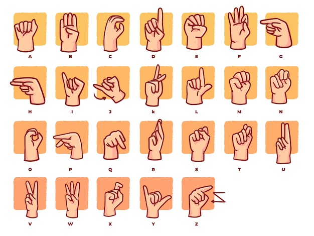 Premium Vector | Hand drawn sign language collection illustration Premium Vector | Hand drawn sign language collection illustration