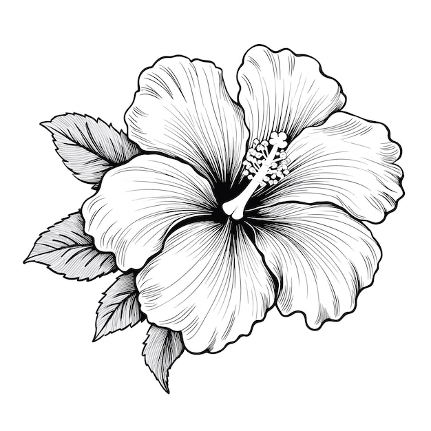 Hand Drawn Sketch Hibiscus Flower Illustration Premium AI generated vector