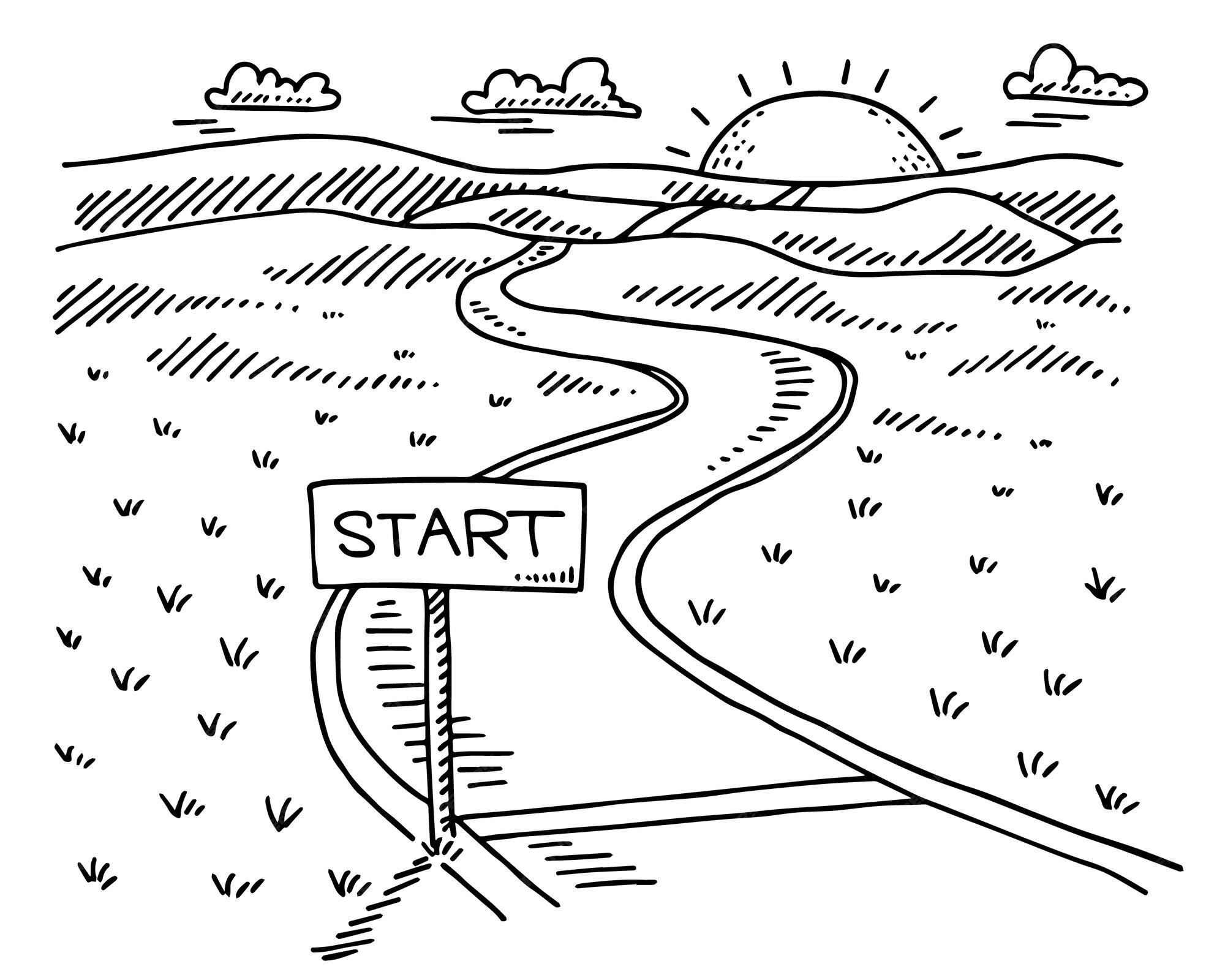 Premium Vector | Hand-drawn vector drawing of a landscape with a start ... Premium Vector | Hand-drawn vector drawing of a landscape with a start ...