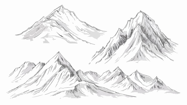 Hand Drawn Vector Mountains Contour Illustration for Design Projects ... Hand Drawn Vector Mountains Contour Illustration for Design Projects ...