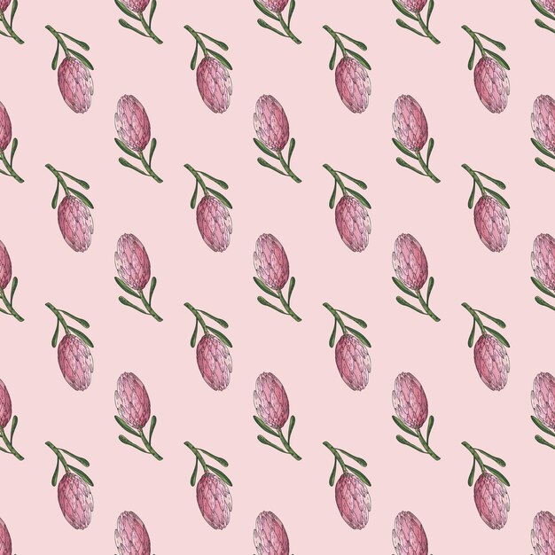Premium Vector | Hand drawn vector seamless pattern of king protea Premium Vector | Hand drawn vector seamless pattern of king protea