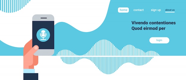 Premium Vector | Hand hold phone app intelligent voice personal ... Premium Vector | Hand hold phone app intelligent voice personal ...