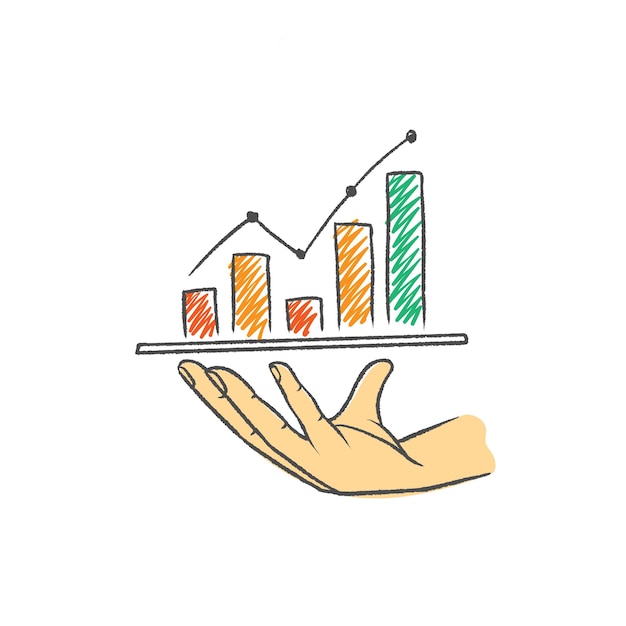 Premium Vector | Hand illustration concept show chart graph moving grow up Premium Vector | Hand illustration concept show chart graph moving grow up