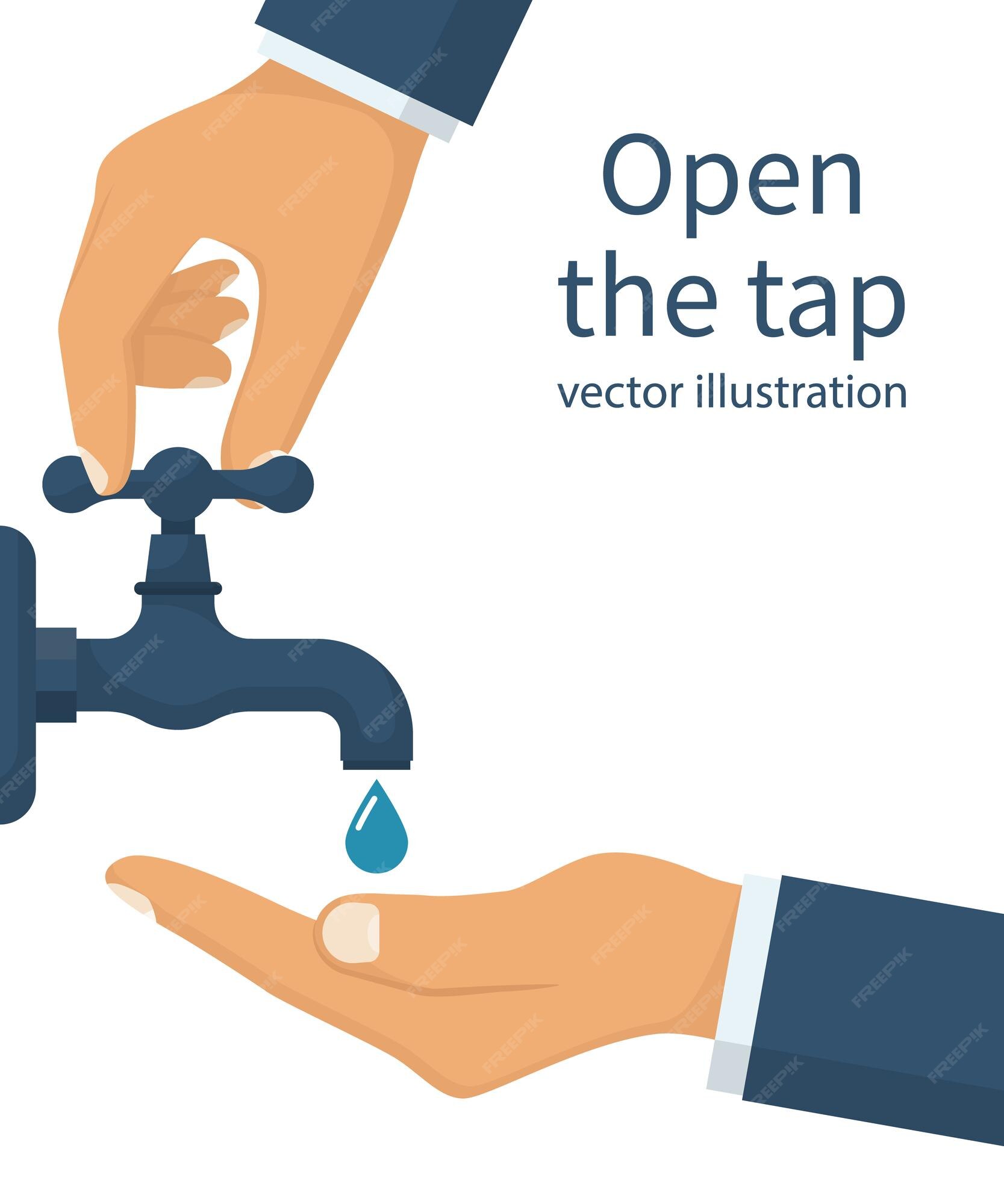 Premium Vector | Hand open for drinking tap water Drink a falling drop ... Premium Vector | Hand open for drinking tap water Drink a falling drop ...