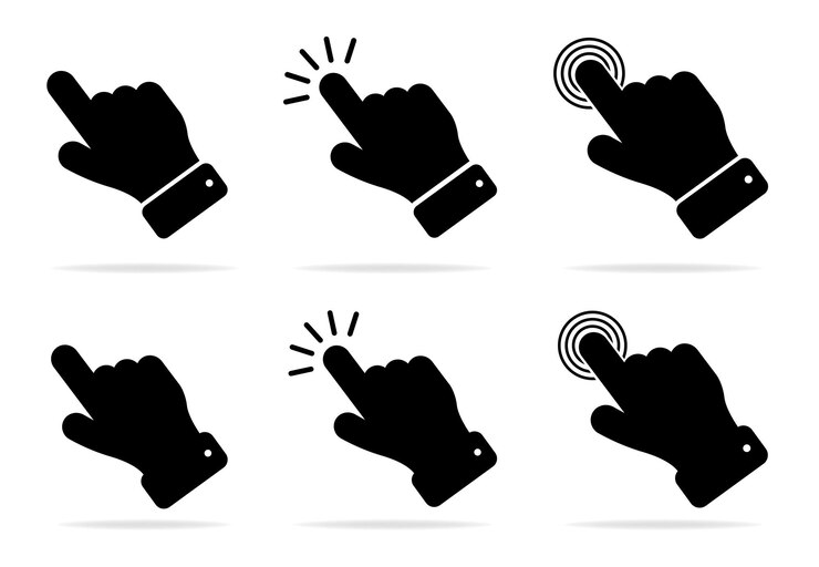 Premium Vector | Hand pointer icon finger click pointer click cursor arrow icon clicking a ...