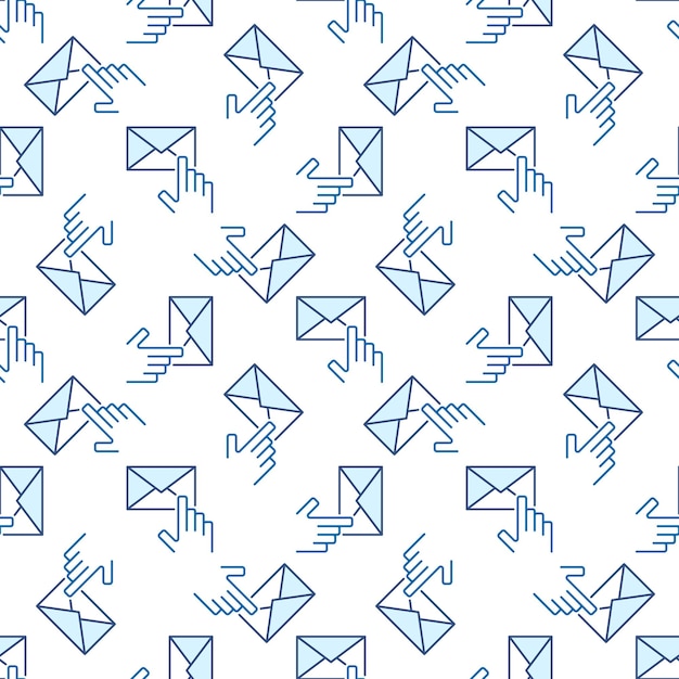 Premium Vector Hand Pointing On Envelope Vector Colored Seamless Pattern