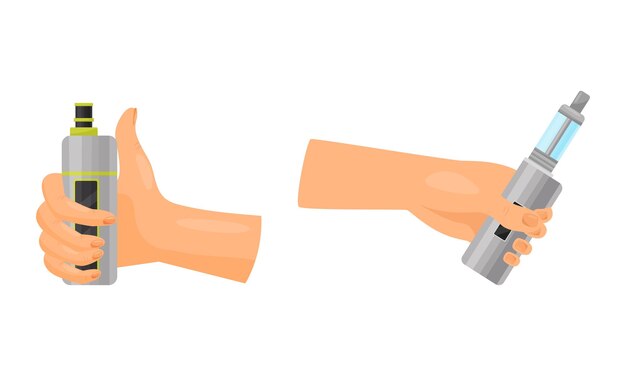 Premium Vector | Hand with electronic cigarette simulating tobacco ... Premium Vector | Hand with electronic cigarette simulating tobacco ...