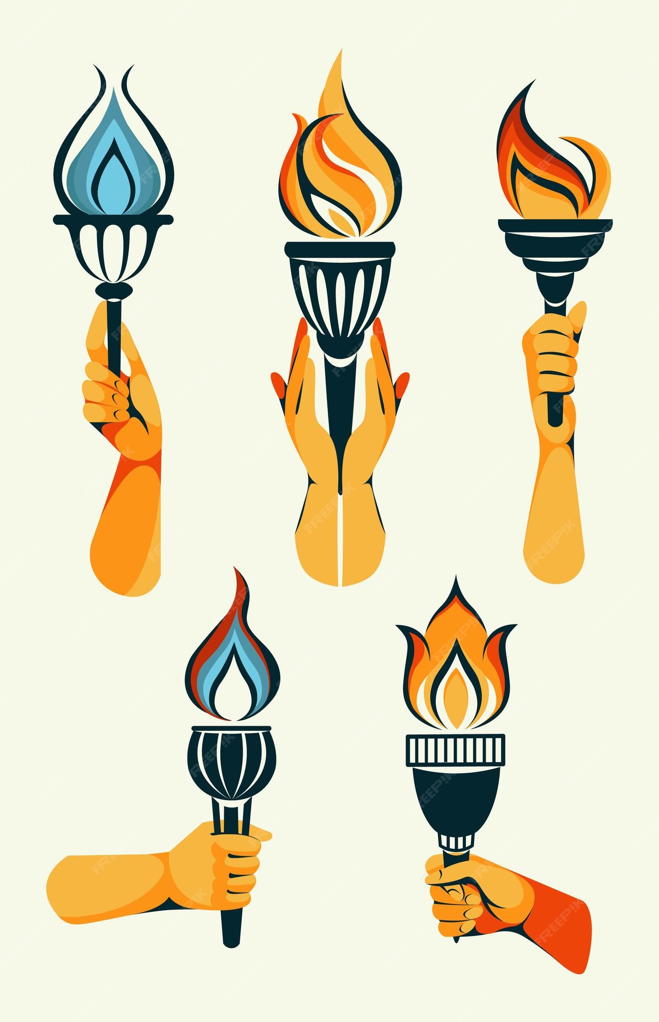 Premium Vector | Hands collection with flaming torch burning torch ... Premium Vector | Hands collection with flaming torch burning torch ...