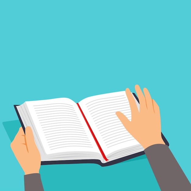 Premium Vector | Hands holding open book for read Premium Vector | Hands holding open book for read