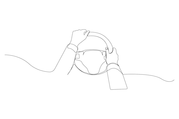 Premium Vector | Hands holding steering wheel front view continuous ... Premium Vector | Hands holding steering wheel front view continuous ...