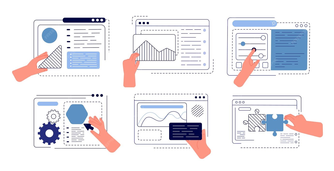Premium Vector | Hands programming app engineering apps ui hand ...
