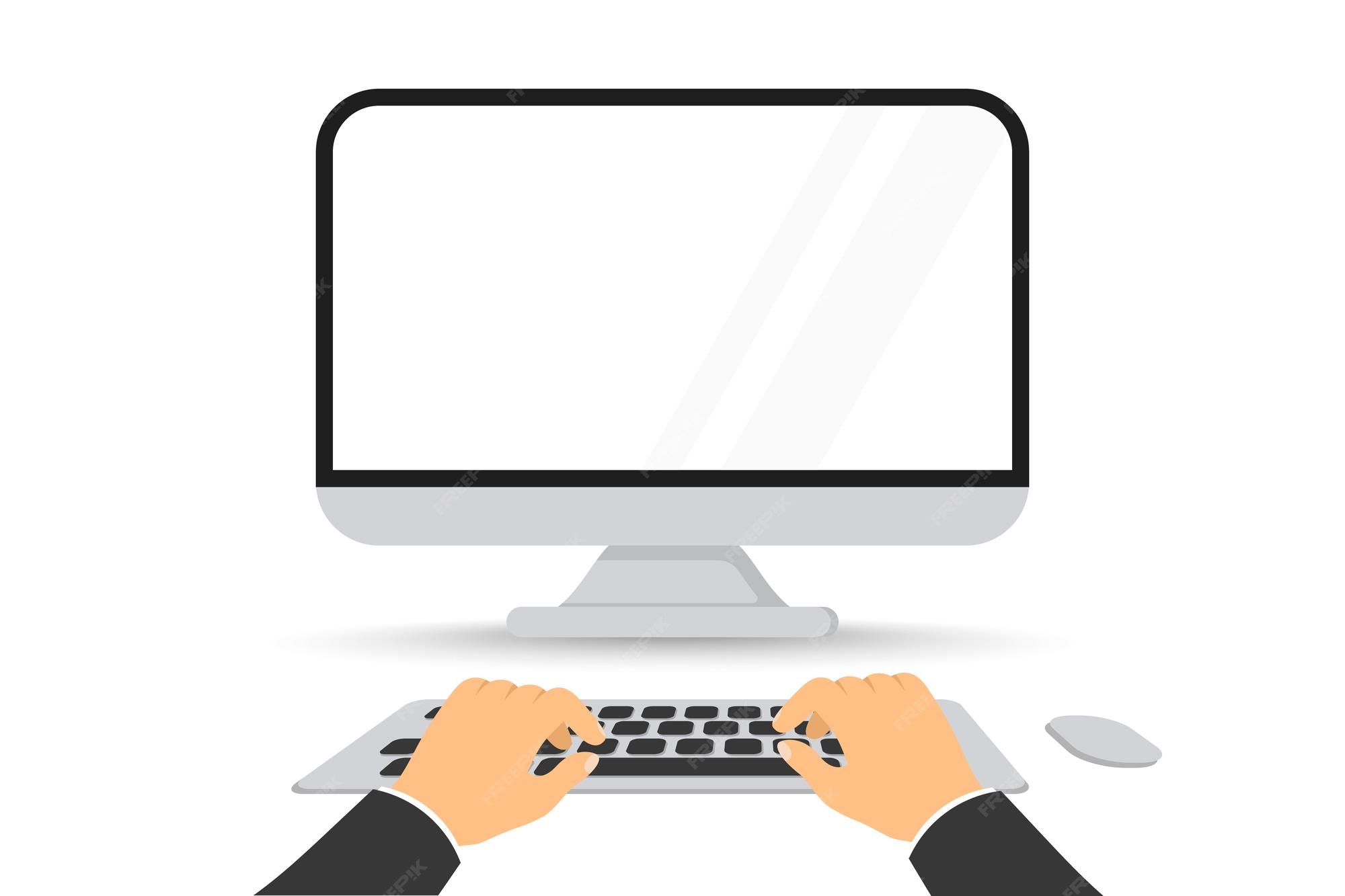 Premium Vector | Hands typing on computer Computer keyboard with blank ...