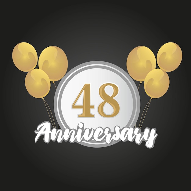 Premium Vector | Happy 48th anniversary balloons greeting card ... Premium Vector | Happy 48th anniversary balloons greeting card ...