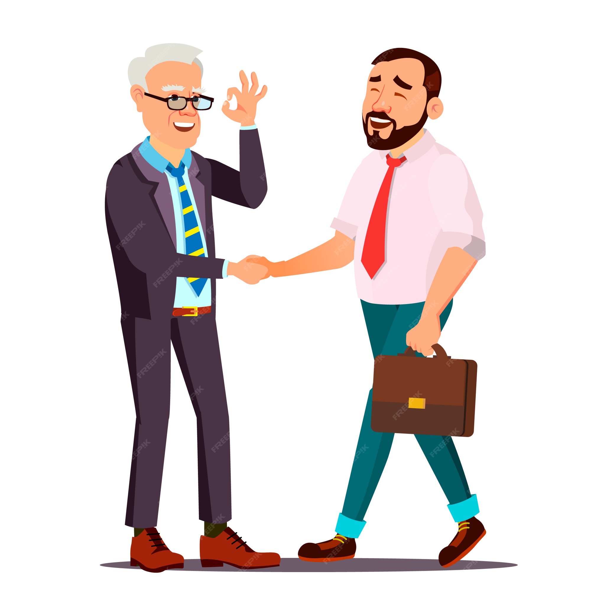 Premium Vector | Happy Client. Customer Person. Shaking Hands Premium Vector | Happy Client. Customer Person. Shaking Hands