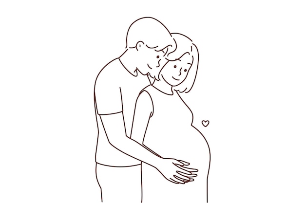Premium Vector Happy Couple Excited With Pregnancy