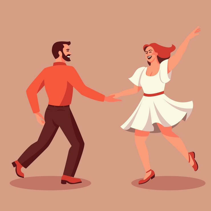 Premium Vector Happy Dancing Couple Man And Woman