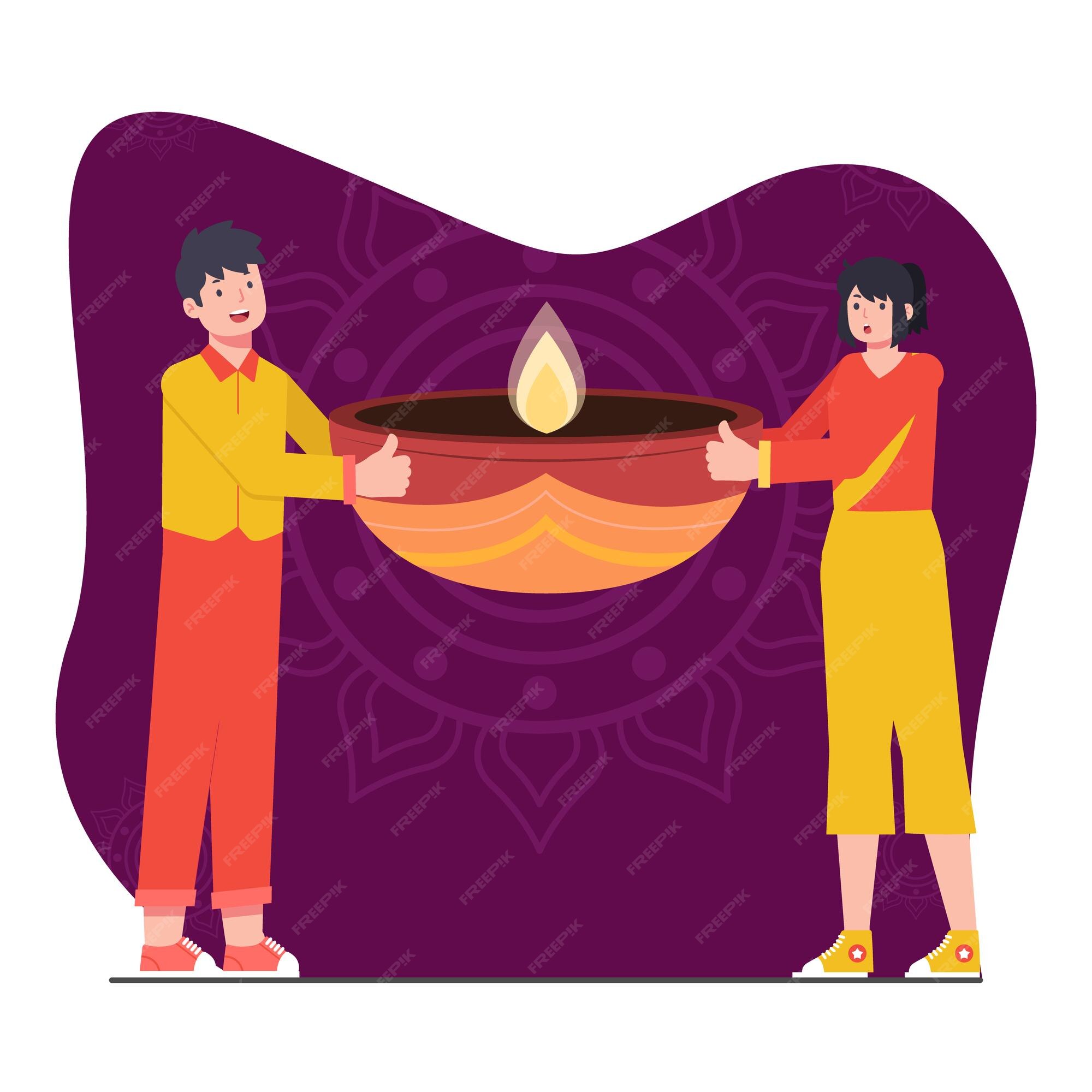 Premium Vector Happy Diwali Festival Of Lights Celebration Man And