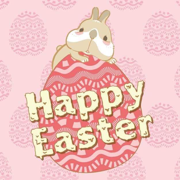 Premium Vector Happy Easter Day Rabbit Eggs Egg Vector Cute Bunny