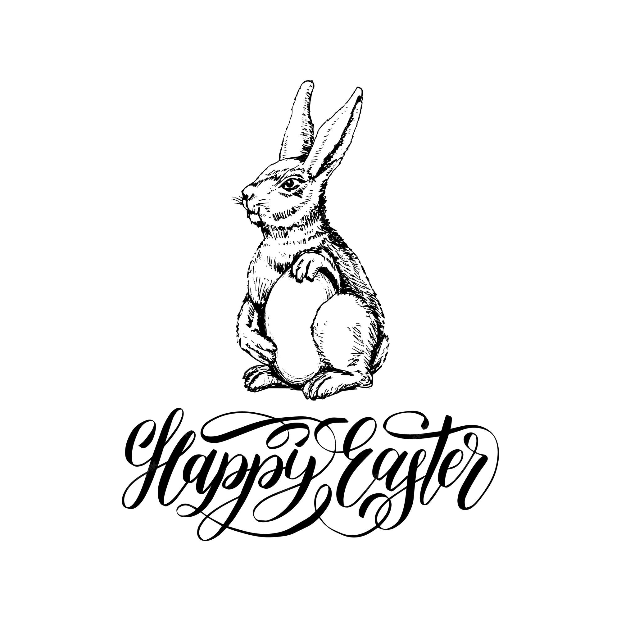 Premium Vector Happy Easter Hand Lettering Greeting Card Vector