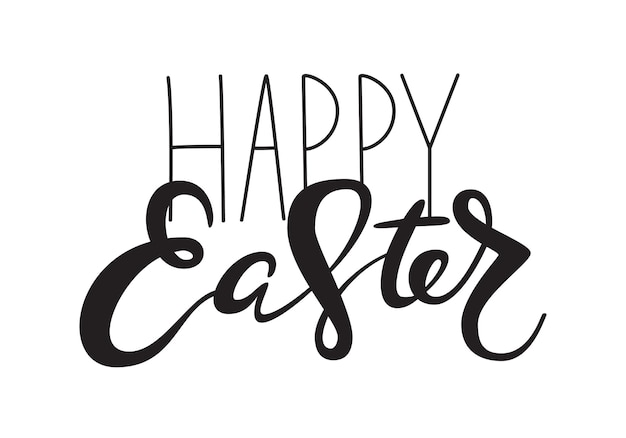 Premium Vector Happy Easter Lettering With Flowers And Bunny Ears