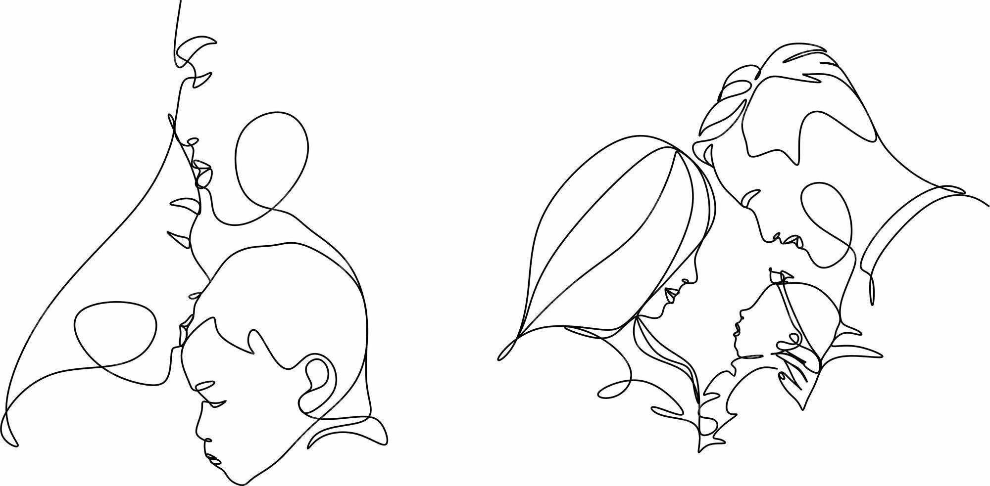 Premium Vector | Happy family in continuous line drawing style. Family ... Premium Vector | Happy family in continuous line drawing style. Family ...