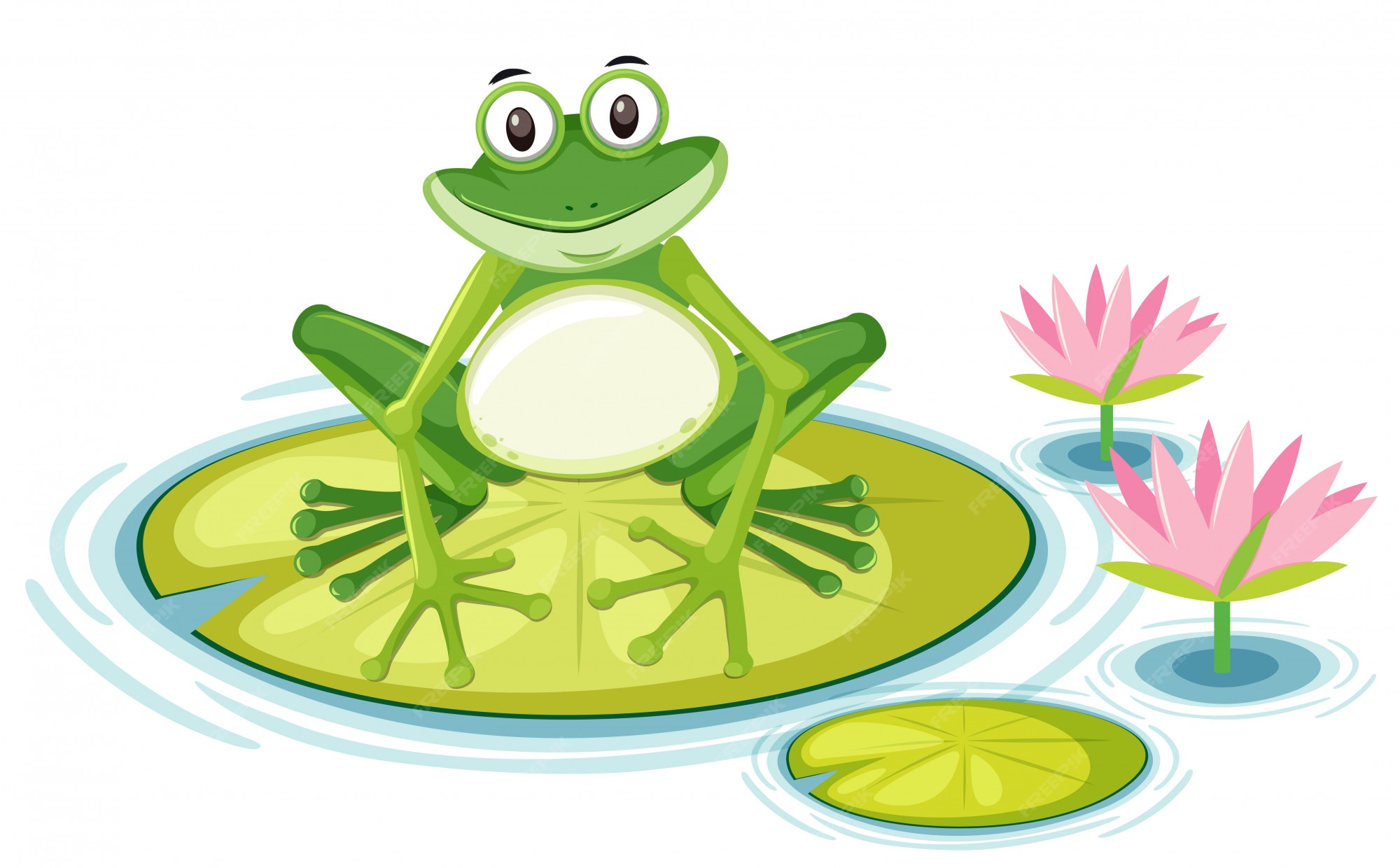 Premium Vector | Happy frog on lily pad Premium Vector | Happy frog on lily pad