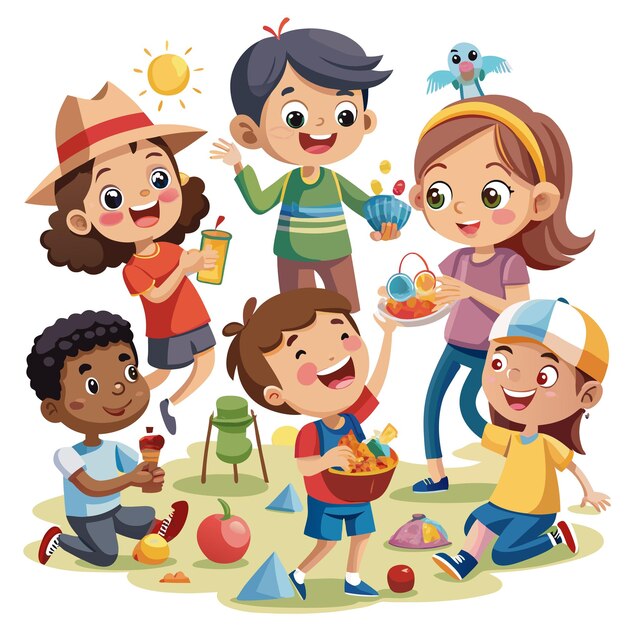 Happy group of children playing in the park | Premium AI-generated vector Happy group of children playing in the park | Premium AI-generated vector