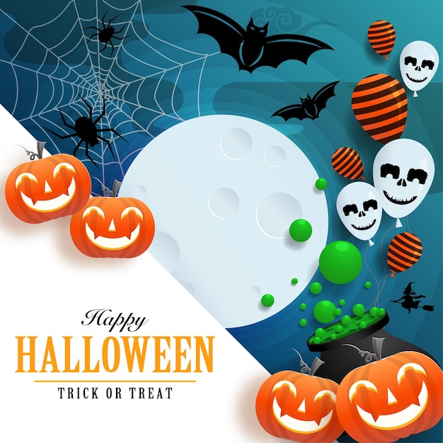 Premium Vector | Happy halloween background template with pumpkin. Premium Vector | Happy halloween background template with pumpkin.