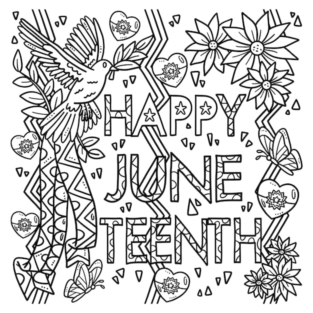 Premium Vector | Happy juneteenth isolated coloring page for kids Premium Vector | Happy juneteenth isolated coloring page for kids