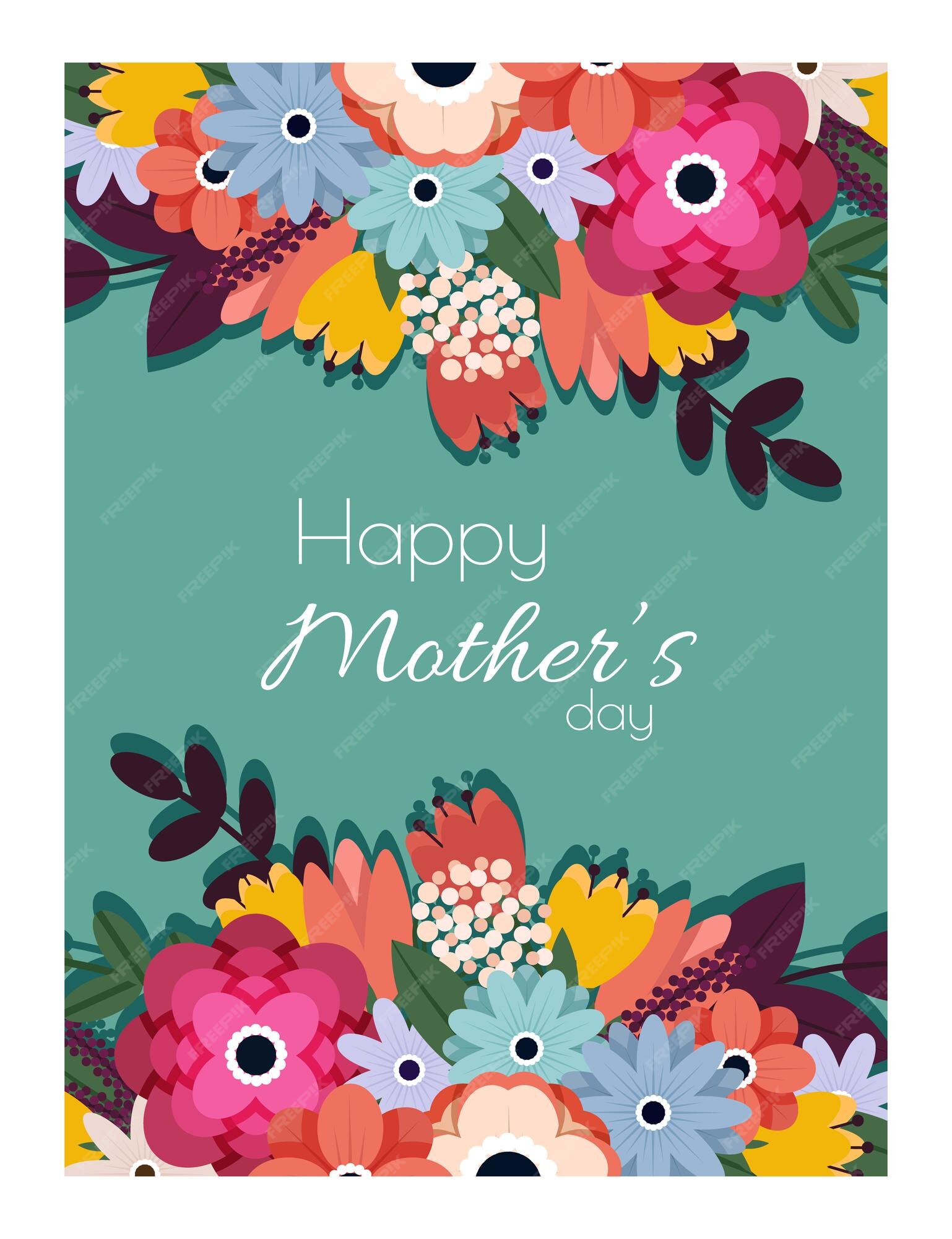 Premium Vector Happy Mothers Day Greeting Card Happy Mothers Day