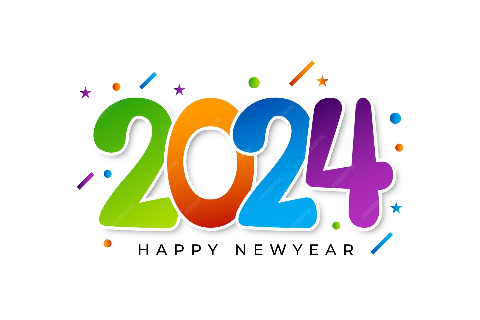 Premium Vector | Happy New Year 2024 vector illustration Colorful design Premium Vector | Happy New Year 2024 vector illustration Colorful design