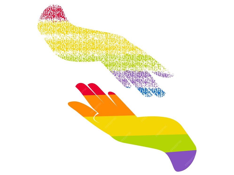 Premium Vector Happy Pride Month Poster With Hand Heart Icon Vector