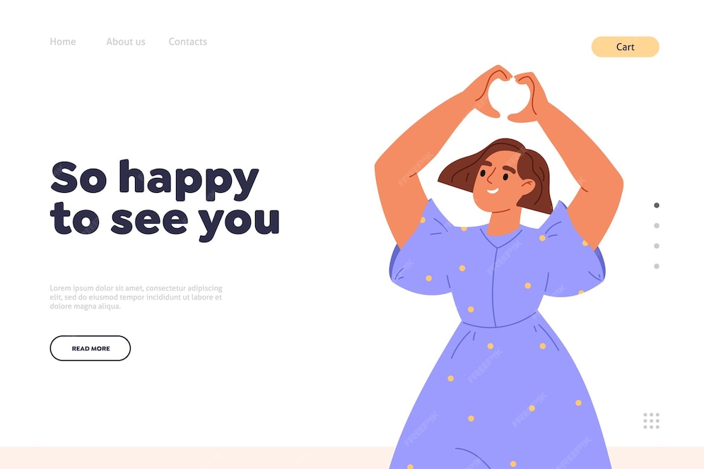 Premium Vector Happy To See You Concept Of Landing Page With Young Girl Showing Heart Shape