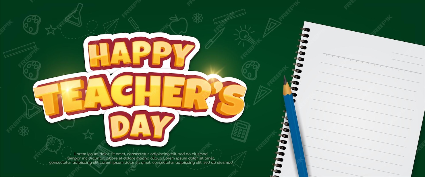 Premium Vector Happy Teachers Day Banner Template With Editable 3d Style Effect 02