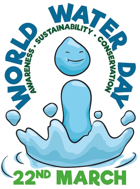 Premium Vector Happy Water Splashing With Some Precepts For World