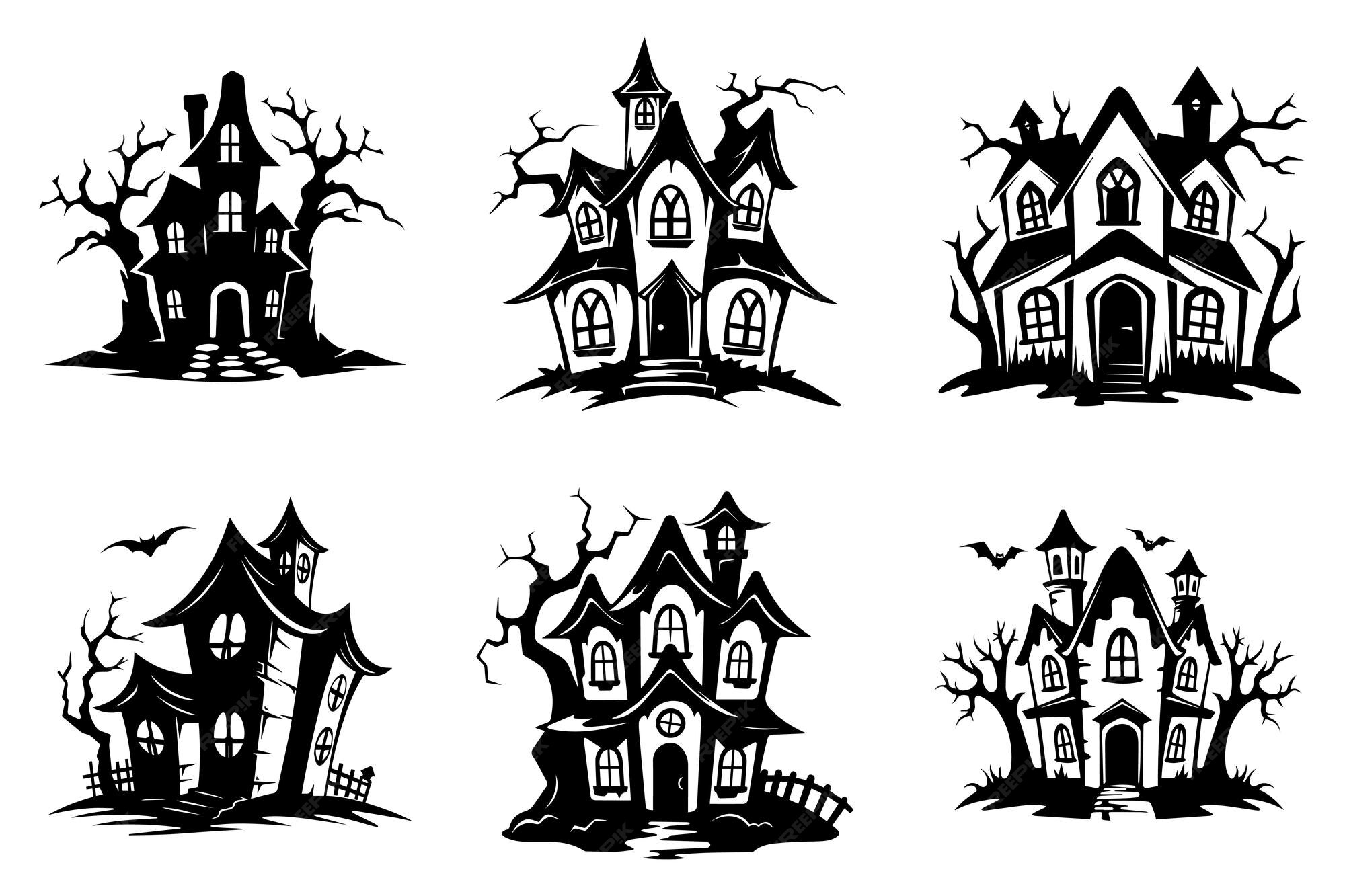 Premium Vector | Haunted house silhouette collection cartoon halloween ... Premium Vector | Haunted house silhouette collection cartoon halloween ...