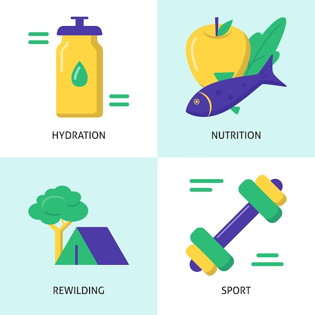 Premium Vector | Healthy lifestyle icon set Premium Vector | Healthy lifestyle icon set