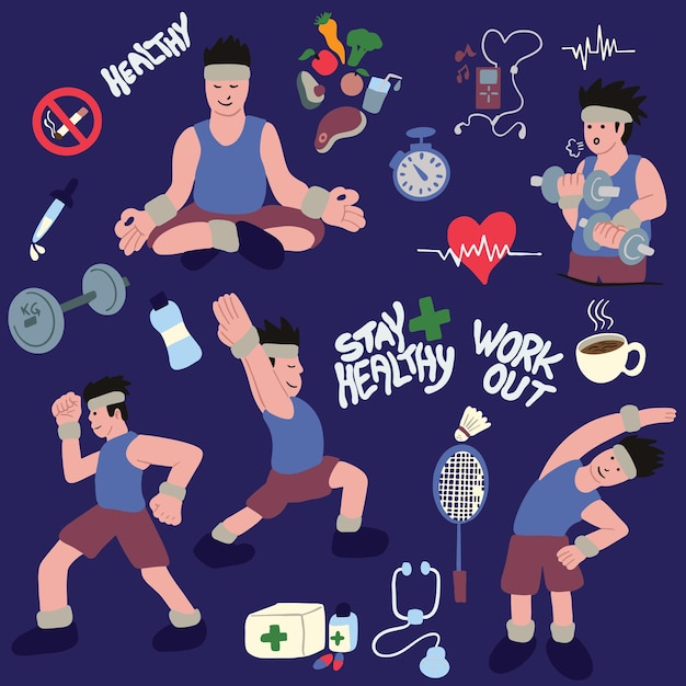 Premium Vector Healthy Lifestyle Illustration With Hand Drawn Icon