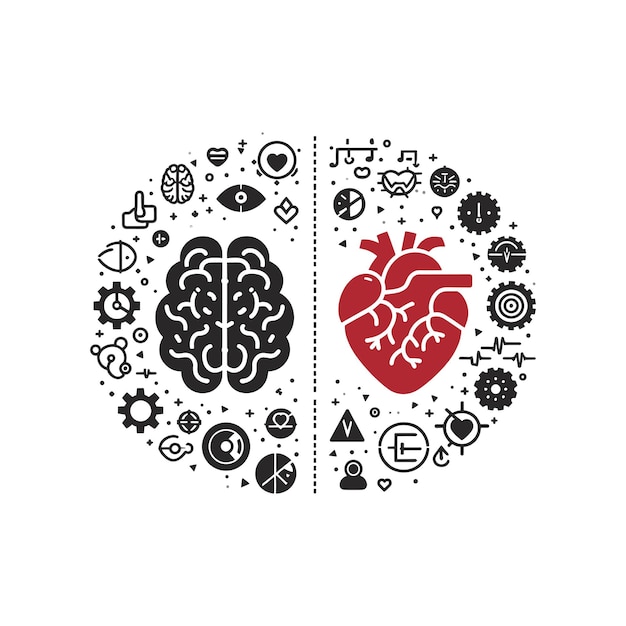 A heart with the word brain conceptual comparison between a brain and a ... A heart with the word brain conceptual comparison between a brain and a ...