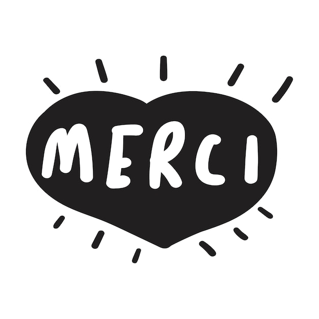 Premium Vector | Heart with word Merci French language Thank you Badge ... Premium Vector | Heart with word Merci French language Thank you Badge ...