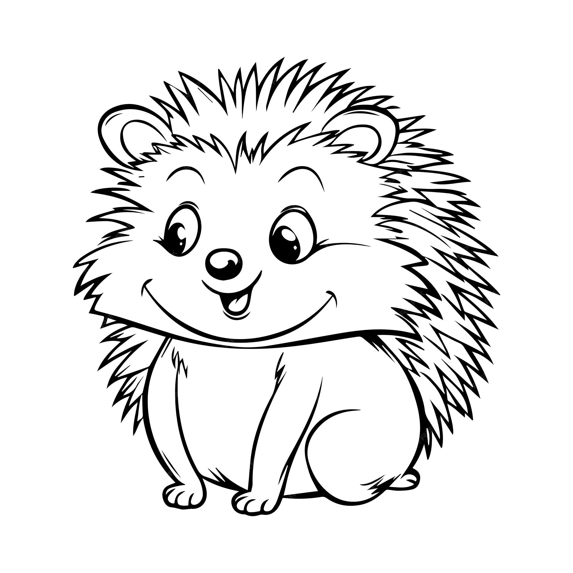 Premium Vector A Hedgehog Sitting On A White Background