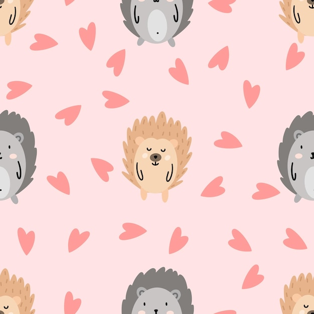 Premium Vector | Hedgehogs cute seamless pattern Premium Vector | Hedgehogs cute seamless pattern