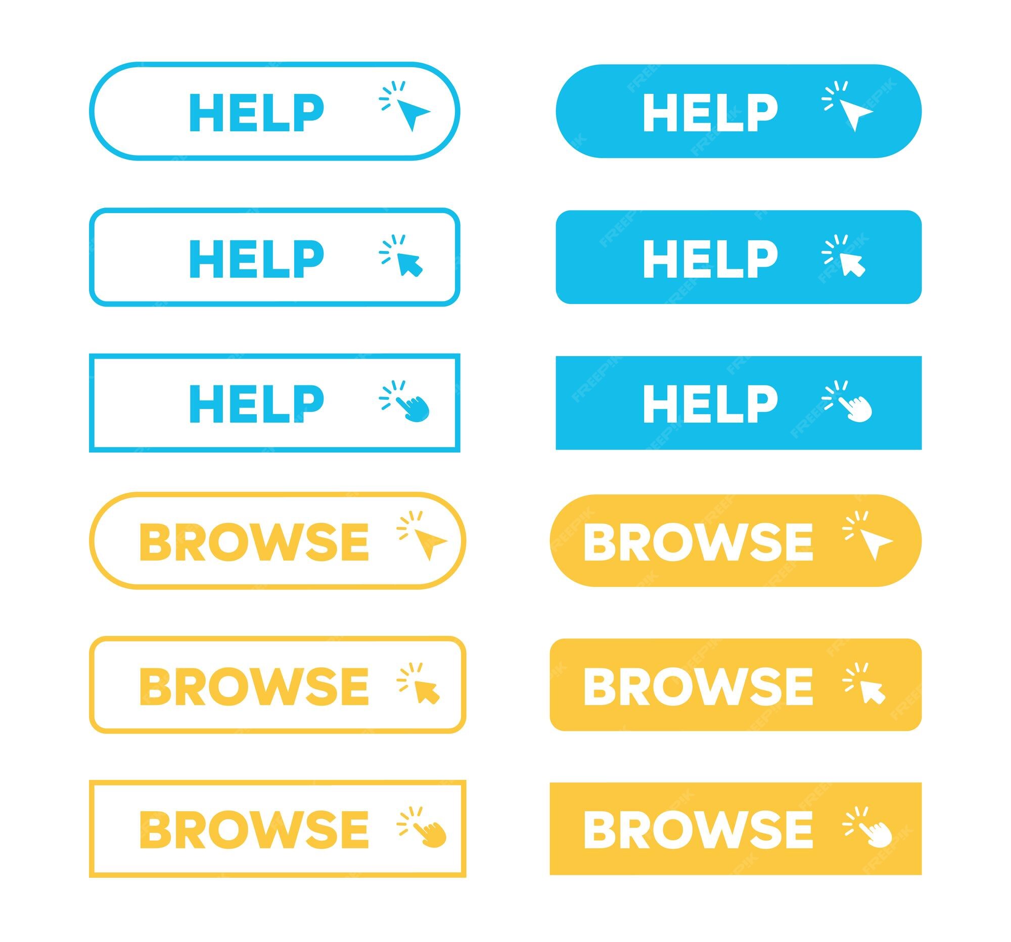 Premium Vector | Help and Browse Web Buttons simple outline style ...