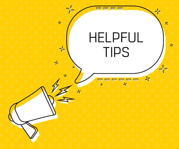 Premium Vector | Helpful tips megaphone and colorful yellow speech bubble Premium Vector | Helpful tips megaphone and colorful yellow speech bubble