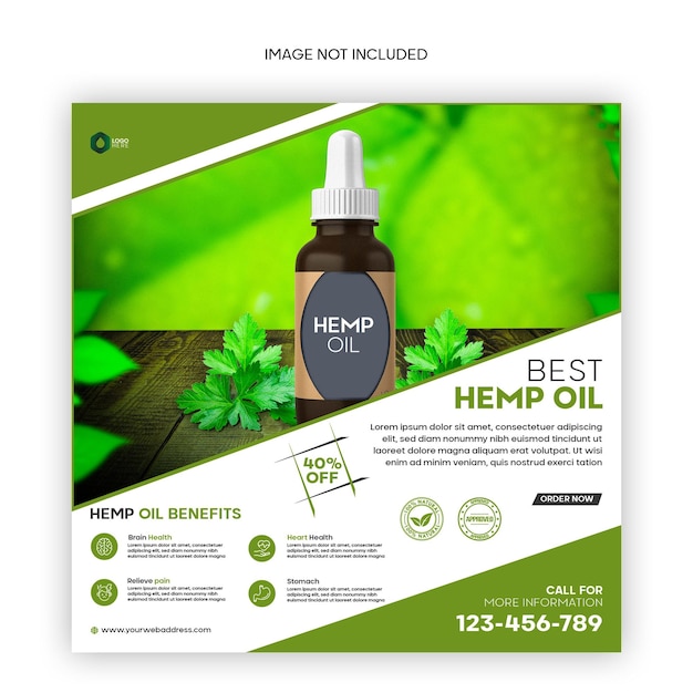 Premium Vector Hemp Oil Social Media Post Design Template