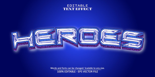 Premium Vector | Heroes text effect editable chrome text style Premium Vector | Heroes text effect editable chrome text style
