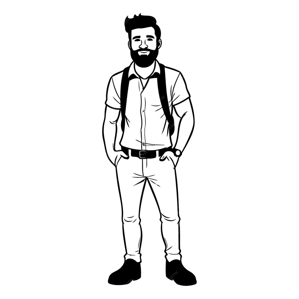 Premium Vector Hipster Man With Beard And Casual Clothes Cartoon