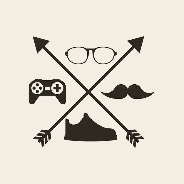 Premium Vector | Hipster style set icons Premium Vector | Hipster style set icons