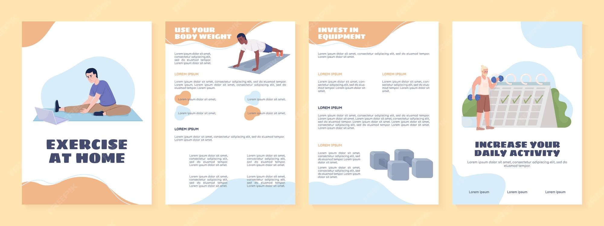 Premium Vector | Home training flat vector brochure template Premium Vector | Home training flat vector brochure template